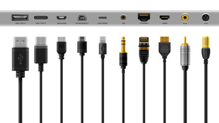 Usb cable adapters and phone connector wires Vector Image