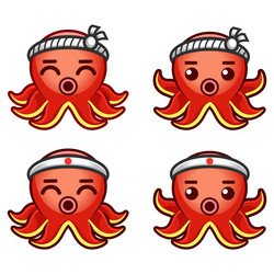 Flat design cartoon takoyaki octopus characters Vector Image