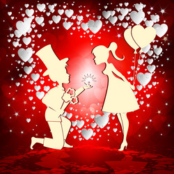 Couple on a red background Royalty Free Vector Image