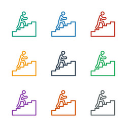 Man climbing stairs icon Royalty Free Vector Image