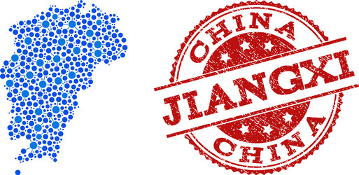 Collage of red mosaic map jiangxi province Vector Image