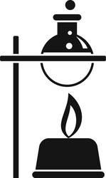 Boiling flask under fire icon flat style Vector Image
