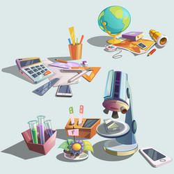 Science elements cartoon set Royalty Free Vector Image
