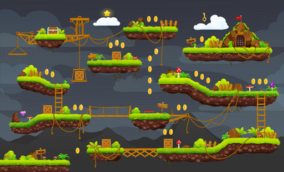 2d arcade game night jumping level map interface Vector Image