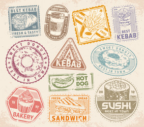 Doner kebab label colorful detailed Royalty Free Vector