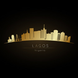 Lagos skyline monochrome silhouette Royalty Free Vector