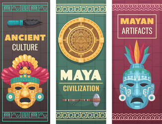 Maya civilization banners collection Royalty Free Vector
