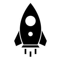 Simple rocket silhouette icon Royalty Free Vector Image