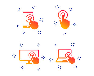 Touch screen monitor sign icon hand pointer Vector Image