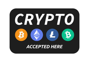 Cryptocurrency accepted here sign bitcoin Vector Image