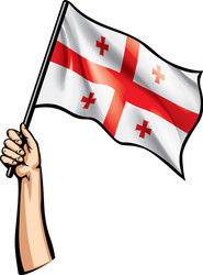 Georgia flag and hand on white background Vector Image