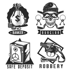 Set thief emblems labels badges logos isolated Vector Image