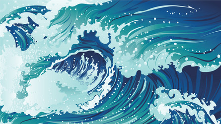 Storm waves seamless pattern raging ocean water Vector Image