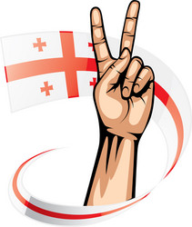 Georgia flag and hand on white background Vector Image