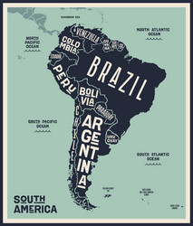 Map latin america poster Royalty Free Vector Image
