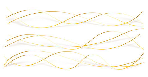 3d wavy gold lines swoosh on white background Vector Image