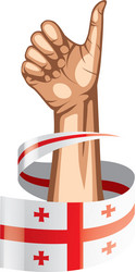 Georgia flag and hand on white background Vector Image