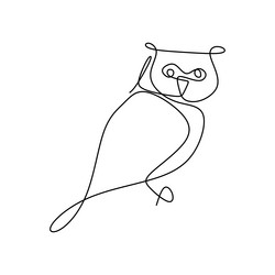 Drawing a continuous line of owls with a simple Vector Image