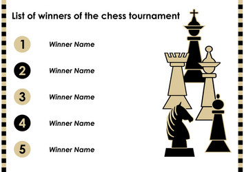 Chess achievement certificate with complet set Vector Image