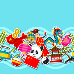 China icons set chinese sticker symbols Royalty Free Vector