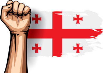 Georgia flag and hand on white background Vector Image