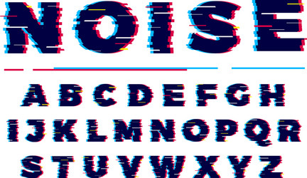 Glitch font with distortion effect Royalty Free Vector Image