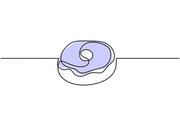 Donut continuous one line drawing for restaurant Vector Image