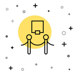 Black line picture frame and rope barrier icon Vector Image