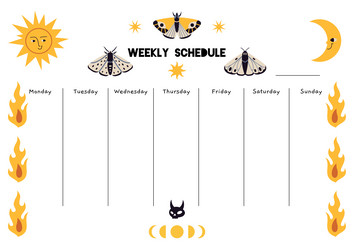 Cute weekly schedule template with school Vector Image