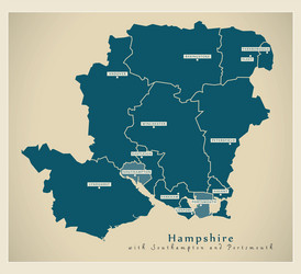 Modern map - hampshire county with details Vector Image