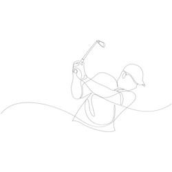 One single line drawing of young female golf Vector Image
