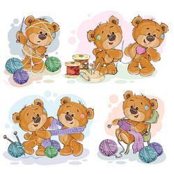 Set clip art of teddy bears Royalty Free Vector Image