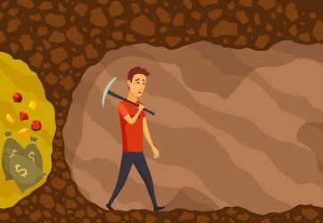 Businessman fail symbol dig caves in search Vector Image