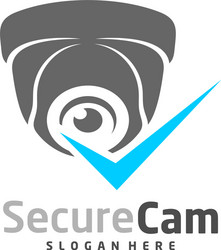 Cctv camera with check icon logo design template Vector Image