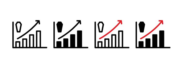 Death rate growth icon set infographic mortality Vector Image