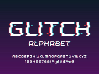 Glitch font with distortion effect Royalty Free Vector Image