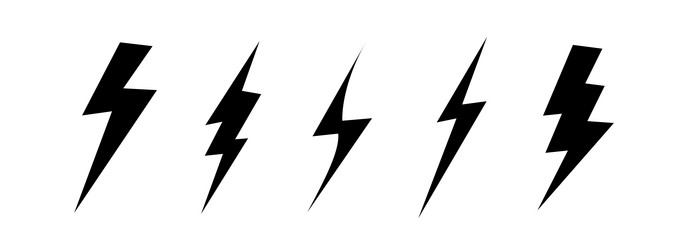 Lightning set simple icon storm Royalty Free Vector Image