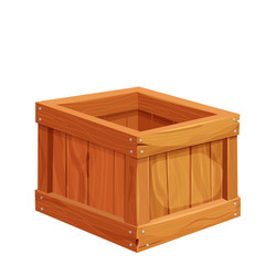 Wooden box delivery container in cartoon style Vector Image