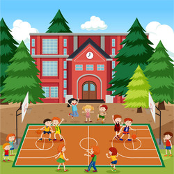 Boys playing basketball game Royalty Free Vector Image