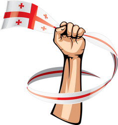 Georgia flag and hand on white background Vector Image
