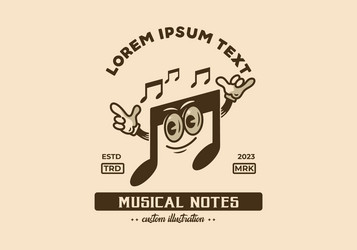 Music notes character mascot badge Royalty Free Vector Image