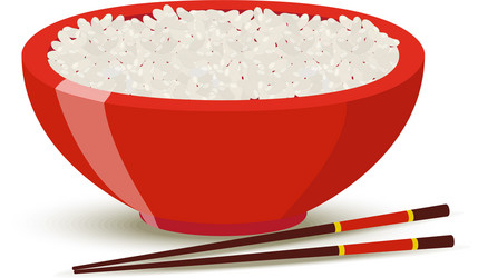 Fried rice bowl and chopsticks side view Vector Image