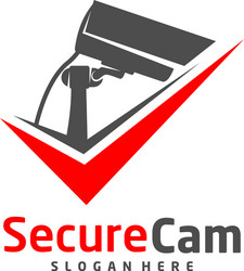 Cctv camera with check icon logo design template Vector Image