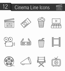 Cinema and movie hand drawn set of filmmaking Vector Image