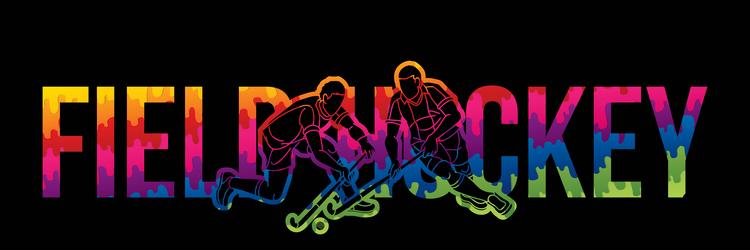 Field hockey text with male player Royalty Free Vector Image