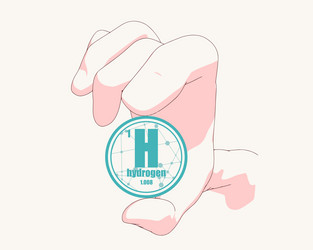 Hand holding hydrogen chemical element sign Vector Image
