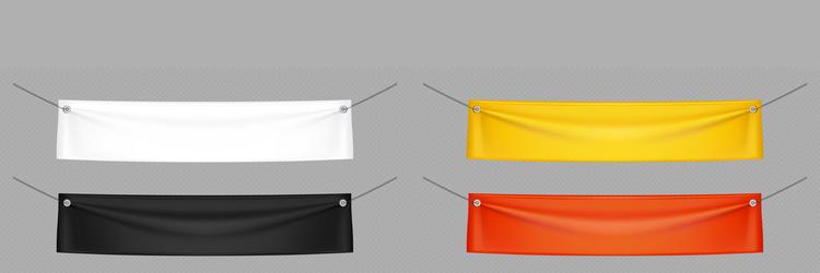 Realistic set of fabric banners hanging on ropes Vector Image