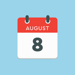 Calendar icon day 8 august date days year Vector Image