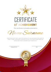 Vintage red and gold star performer certificate Vector Image