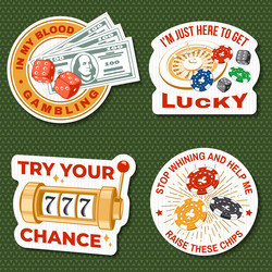 Gambling sticker print logo badge design with Vector Image